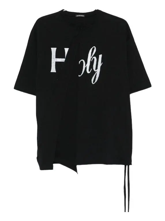 ANN DEMEULEMEESTER Asymmetrical Graphic Print T-shirt - Black