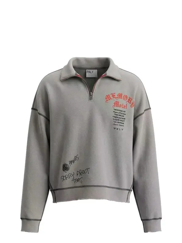PALY Graphic Print Quarter-zip Sweatshirt - Grey