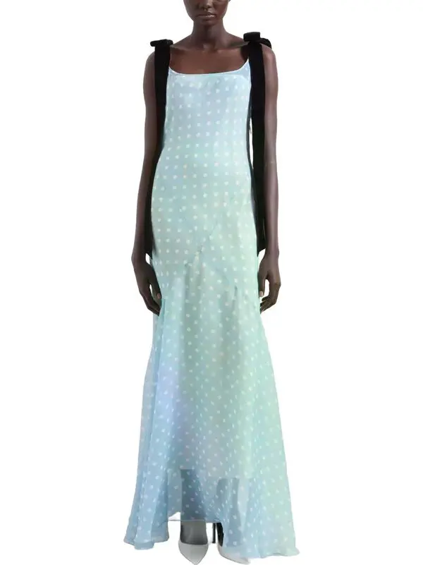 Nina Ricci Light Silk Polka-dot Mermaid Maxi Dress - Blue