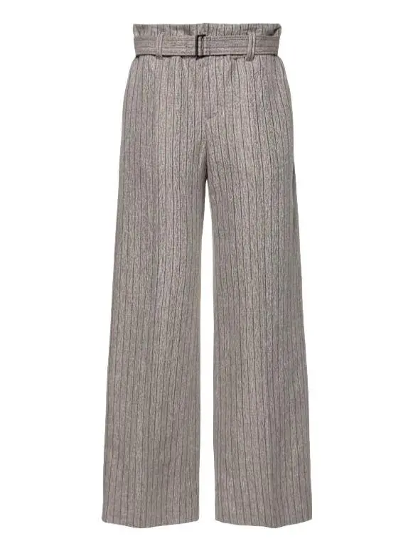 Brunello Cucinelli Linen Blend Straight Leg Pants - Gray