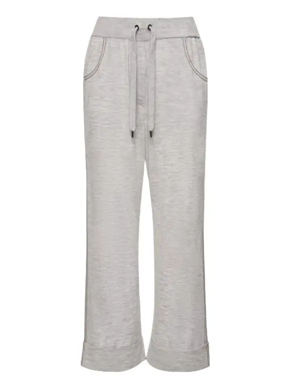 Brunello Cucinelli Wool Cashmere Wide Leg Pants - Gray