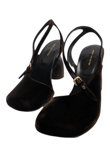 Dries Van Noten Velvet Heeled Sandals - Black