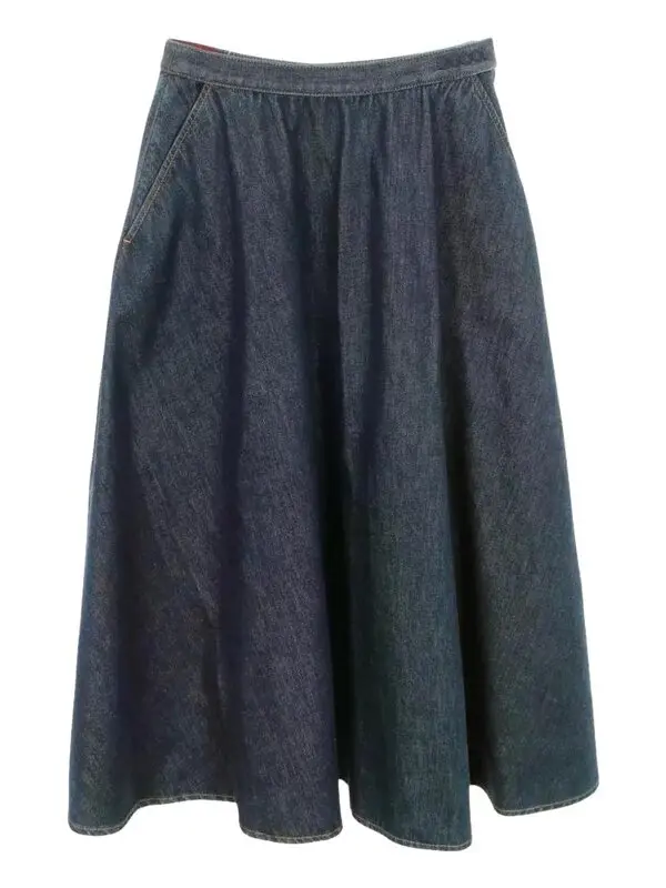 Gucci 2010s Logo-embroidered Flared Skirt - Blue