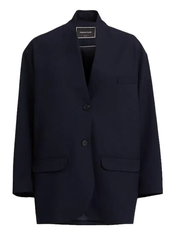 Fabiana Filippi Collarless Buttoned Jacket With Three Pockets - Black