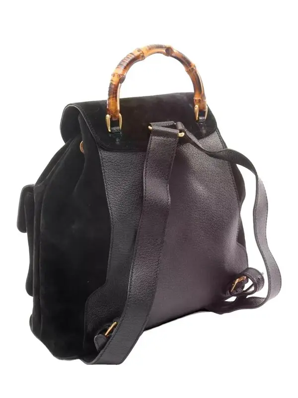 Gucci Bamboo Suede Backpack - Black