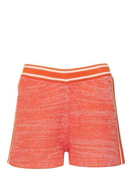 The Upside High Waist Ribbed Knit Hot Pants With Logo Embroidery - Orange