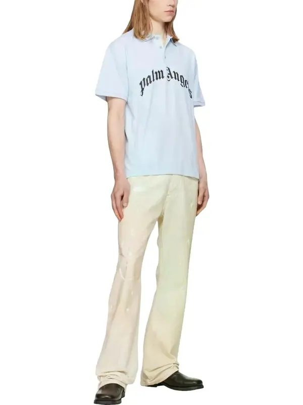 Palm Angels Curved Logo Polo Shirt - Blue