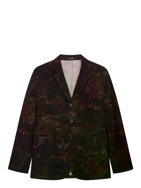 Emporio Armani Abstract-print Single-breasted Jacket - Brown