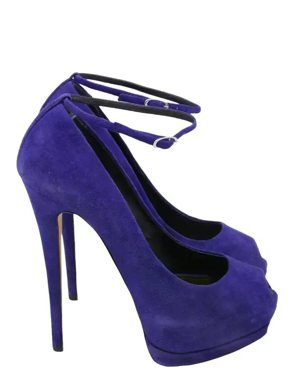 GIUSEPPE ZANOTTI Suede Peep-toe Pumps - Purple