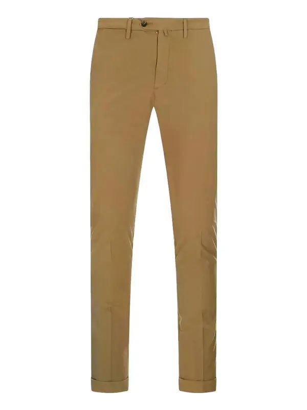 B SETTECENTO Mustard Yellow Button-fastening Trousers With Turn-up Hems - Neutrals
