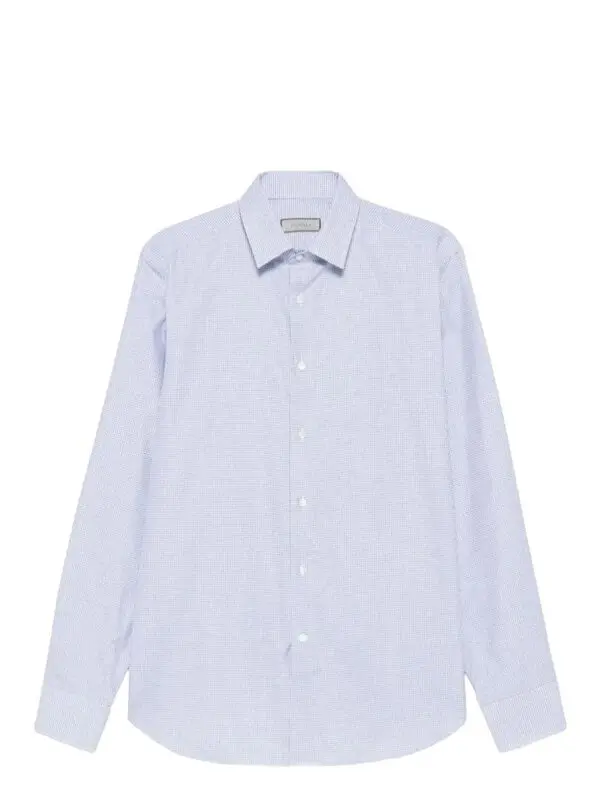 Canali Checked Cotton Shirt - Light Blue