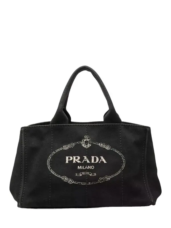 Prada Canvas Canapa Logo Satchel - Black