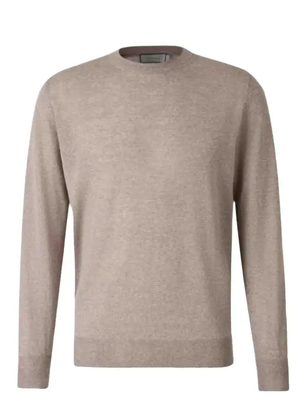 Canali Round Neck Long Sleeve Sweater - Beige