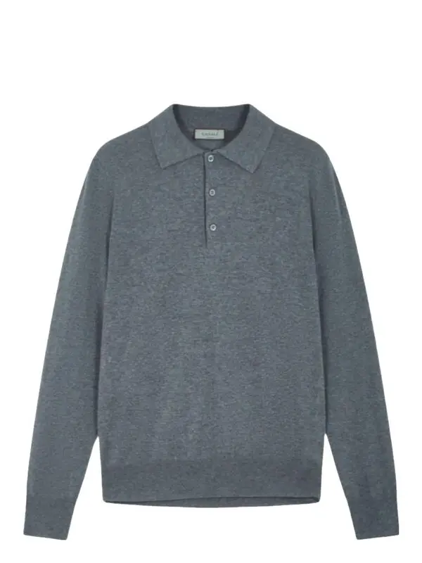 Canali Long-sleeve Polo Shirt - Medium Gray