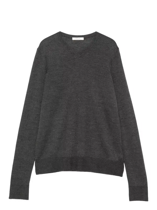 THE ROW V-neck Long-sleeve Sweater - Grey