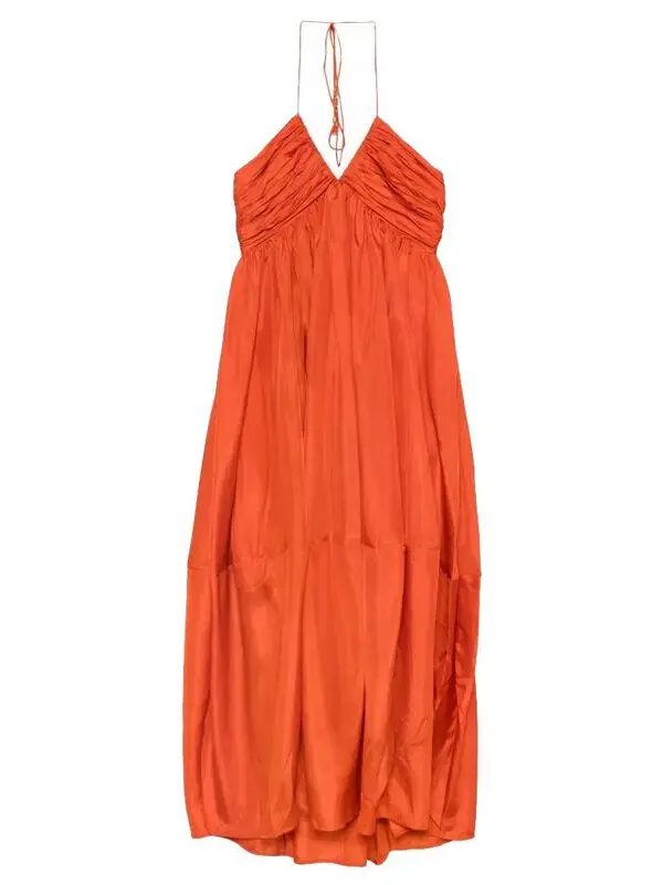 Zimmermann Mahon Ruched Halterneck Maxi Dress - Orange