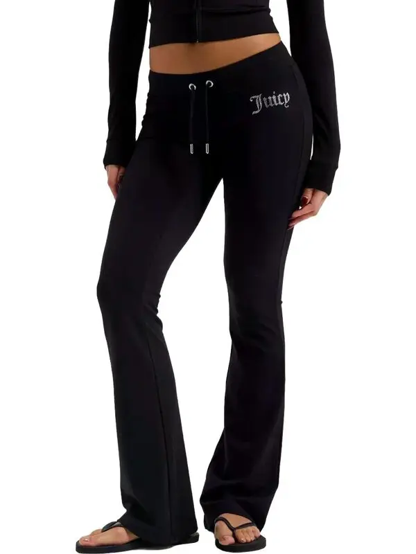 Juicy Couture Diamanté Logo Low-rise Track Pants - Black