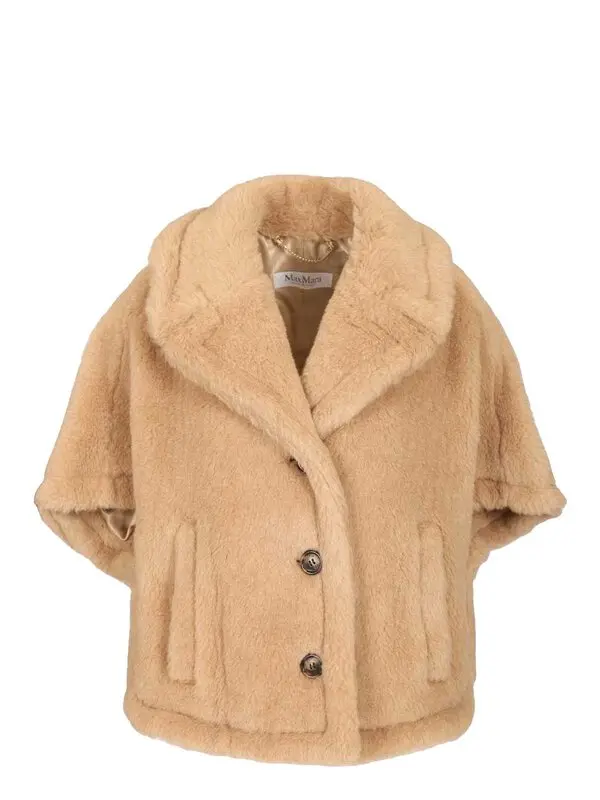 Max Mara Corvino Cape In Alpaca And Cashmere - Cream