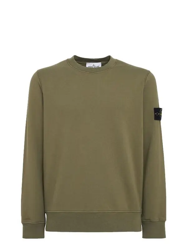 Stone Island Logo Cotton Crewneck Sweatshirt - Green