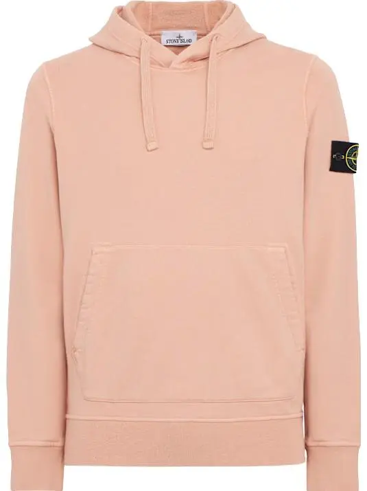 Stone Island Logo Cotton Hoodie - Nude