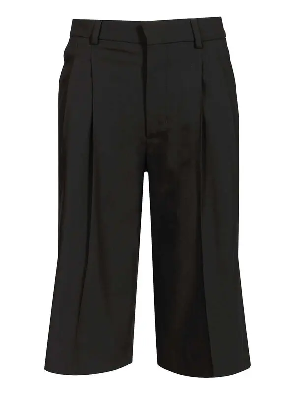 AMI Paris Wide-leg Wool Gabardine Bermuda Shorts - Black