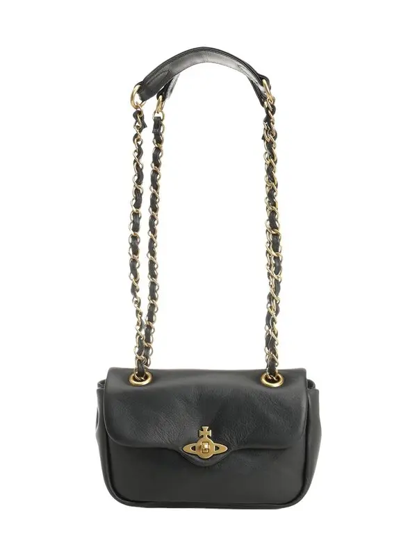 VIVIENNE WESTWOOD Anita Leather Shoulder Bag With Chain Strap - Black