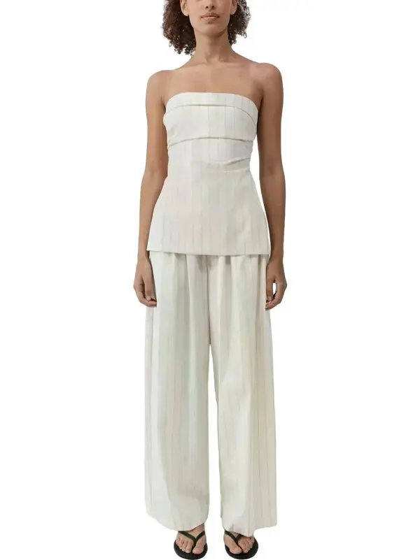 ST. AGNI Relaxed Pinstripe Trousers - Neutrals