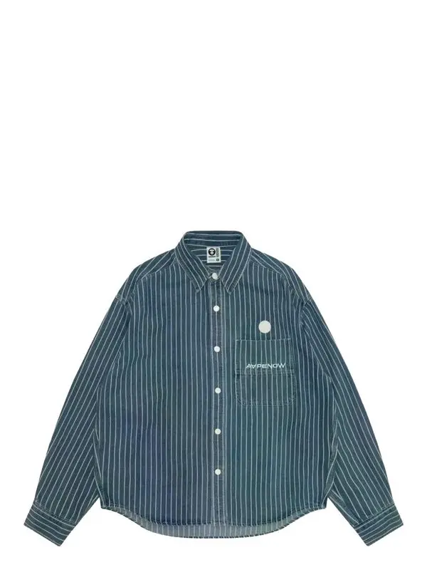 AAPE BY *A BATHING APE Aapenow Moonface Striped Shirt - Blue