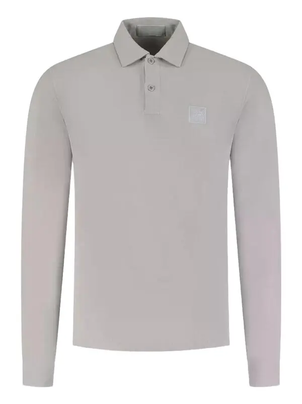 Stone Island Ghost Logo-patch Long-sleeve Polo Shirt - Neutrals