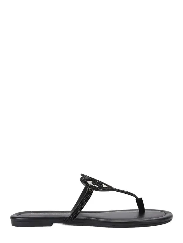 Kurt Geiger Embellished T-bar Flat Sandals - Black