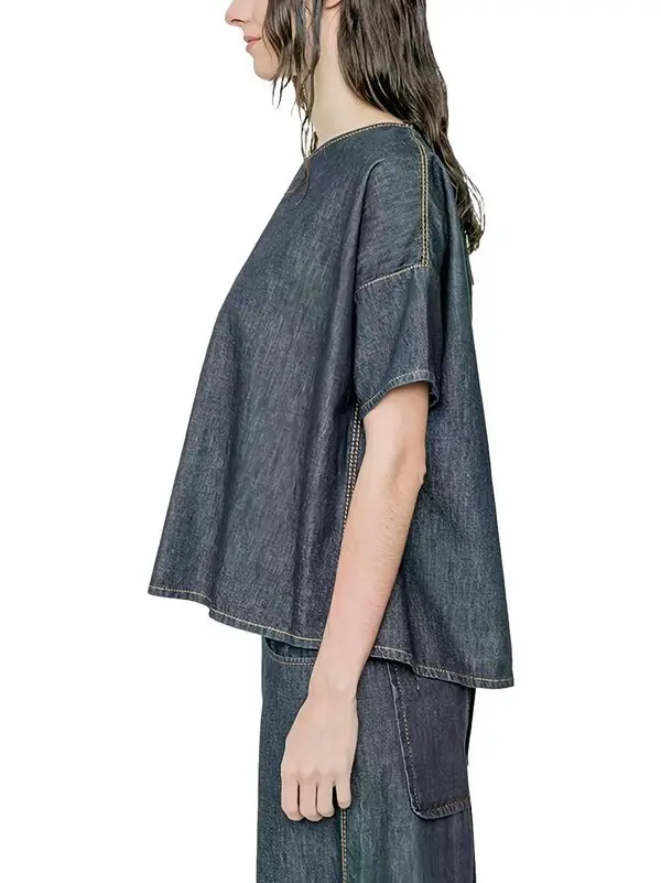 SUSANNE BOMMER Short-sleeve Denim Shirt - Blue