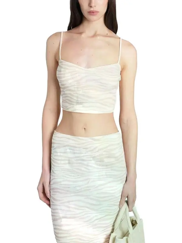 MC2 SAINT BARTH Zebra Print Cropped Top - Neutrals