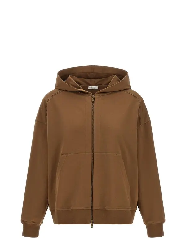 Brunello Cucinelli Shiny Trims" Monile Hoodie - Brown