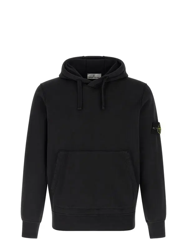 Stone Island 6100062 Garment-dyed Organic Cotton Hoodie - Black