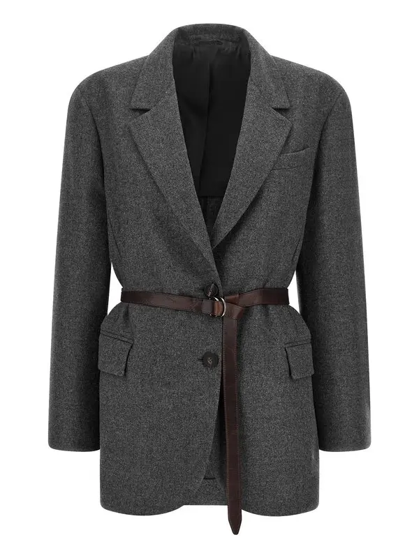 Brunello Cucinelli Single-breasted Virgin Wool And Cashmere Blazer - Gray