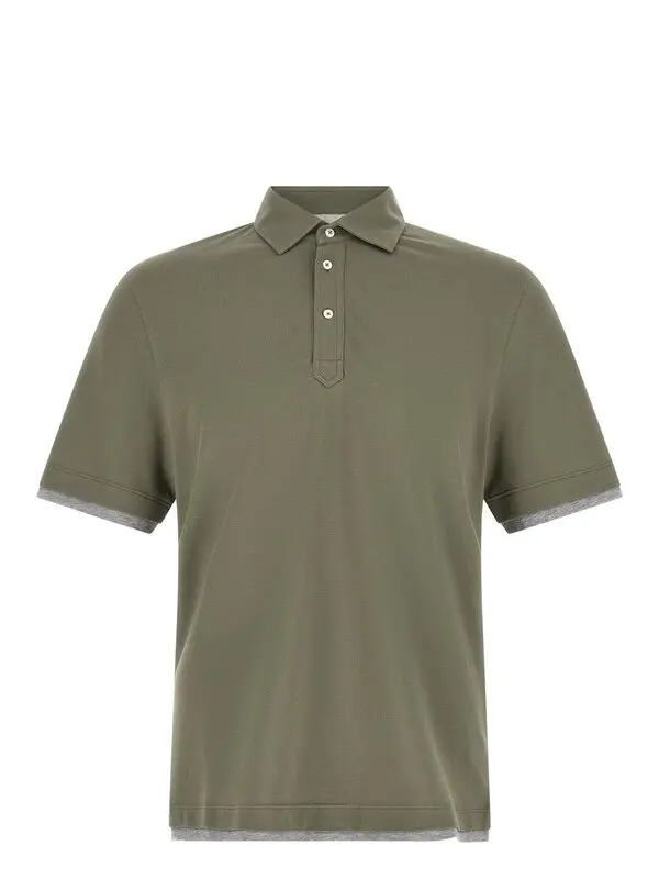 Brunello Cucinelli Faux Layering' Polo Shirt - Green