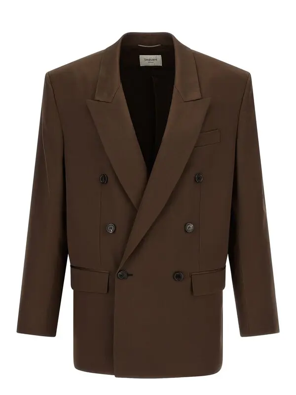 Saint Laurent Satin Blazer - Brown