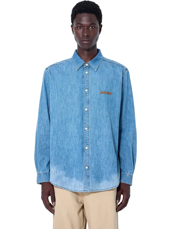 Miu Miu Bleached Chambray Shirt - Blue