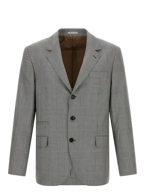 Brunello Cucinelli Prince Of Wales Blazer - Gray