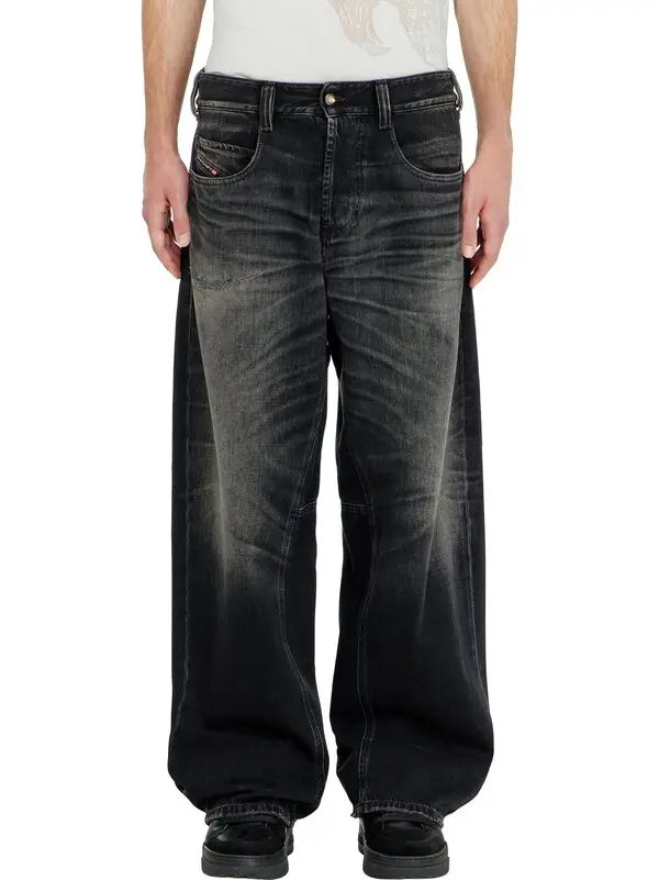 DIESEL® Relaxed Fit Jeans With Medium Waist And Wide Leg - Black