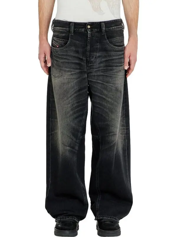 DIESEL® Relaxed Fit Jeans With Medium Waist And Wide Leg - Black
