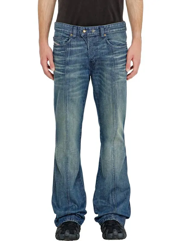 DIESEL® Bootcut Jeans With Double Button Fly And Embroidered Detail - Blue