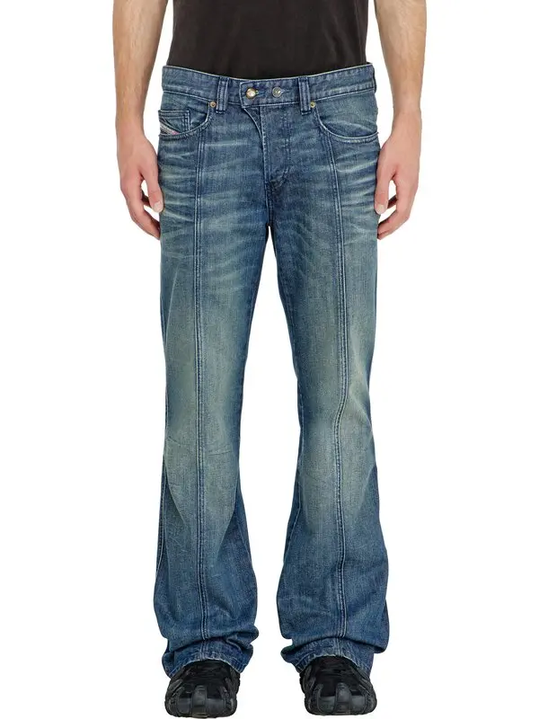 DIESEL® Bootcut Jeans With Double Button Fly And Embroidered Detail - Blue