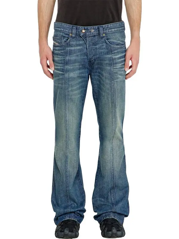 DIESEL® Bootcut Jeans With Double Button Fly And Embroidered Detail - Blue