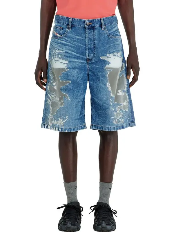 DIESEL® For Successful Loving' Devoré Denim Shorts - Blue