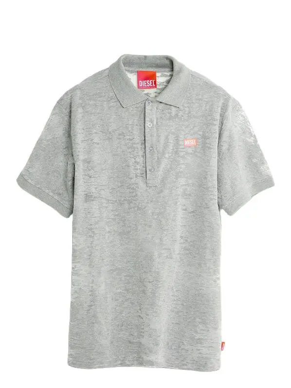 DIESEL® Polo Shirt In All-over Devoré Jersey - Grey