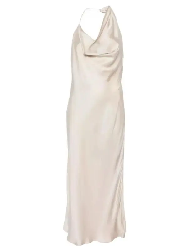 NINEMINUTES Cowl Neck Backless Midi Dress - Neutrals