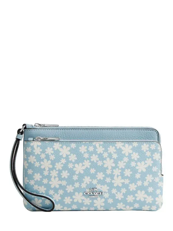 COACH OUTLET Coach Double Zip Wristlet - Silver/blue Multi