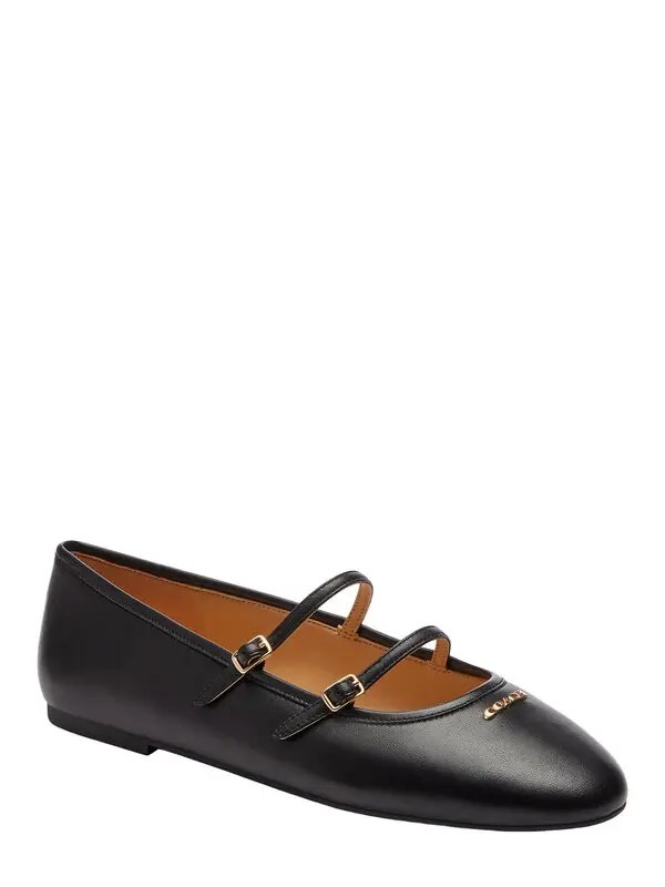 COACH OUTLET Coach Double Buckle Mary Jane Flats - Black