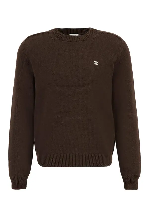 Celine Sweater L/s Pull Boxy Col Rond Triomphe Cashmere - Brown